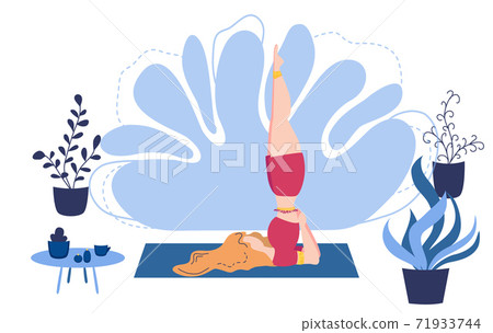 Relaxed young woman enjoying rest. Girl... - Stock Illustration ...