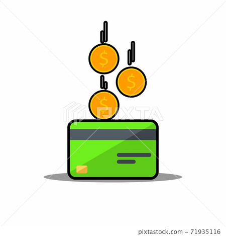 Cash get a bank card Green - Black...-插圖素材 [71935116] - PIXTA圖庫