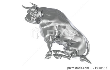 White metal bull isolated on white background... - Stock Illustration ...