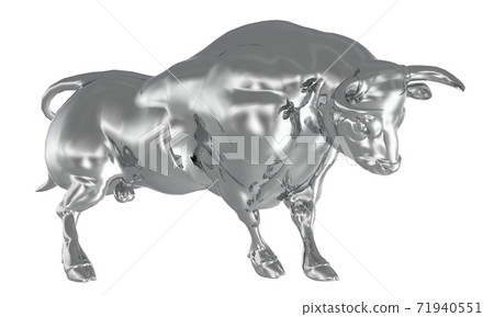 White metal bull isolated on white background... - Stock Illustration ...