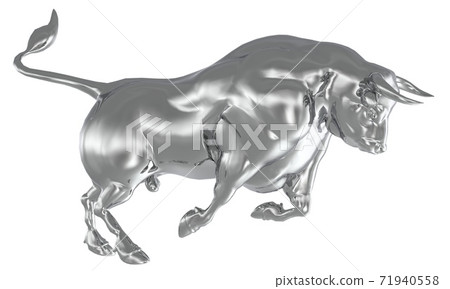 White metal bull isolated on white background... - Stock Illustration ...
