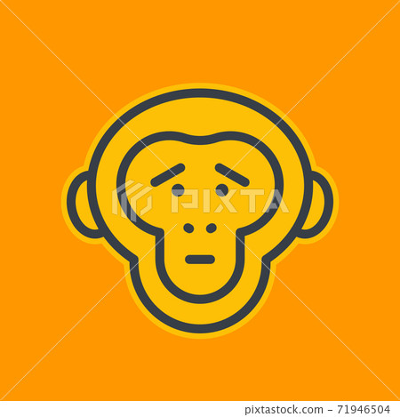 ape, sad chimp linear icon - Stock Illustration [71946504] - PIXTA