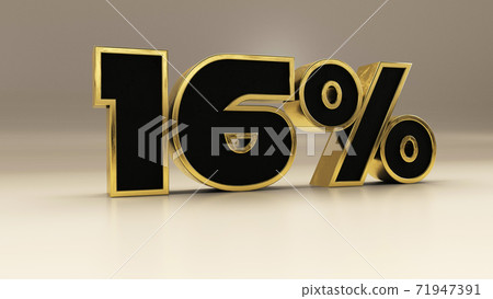 16 percent 3d gold and black luxury text... - Stock Illustration ...