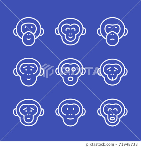 apes line icons set - Stock Illustration [71948738] - PIXTA