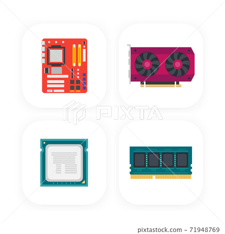 computer components icons - Stock Illustration [71948769] - PIXTA