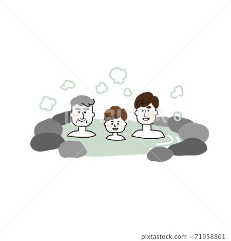 Hot springs for three generations of men - Stock Illustration [71958801 ...