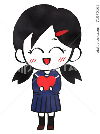 A cute smiling female student with a heart - Stock Illustration ...