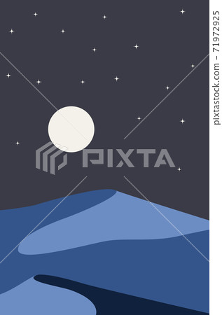 Night retro desert dunes-插圖素材 [71972925] - PIXTA圖庫