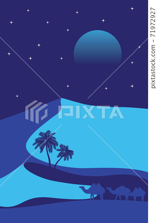 Night retro desert dunes-插圖素材 [71972927] - PIXTA圖庫