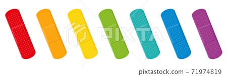 Plaster set. Colorful collection with seven... - Stock Illustration ...