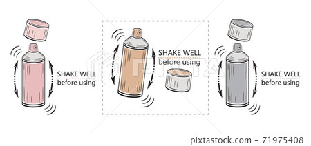 Shake well before using icon set. Spray bottle... - Stock Illustration ...