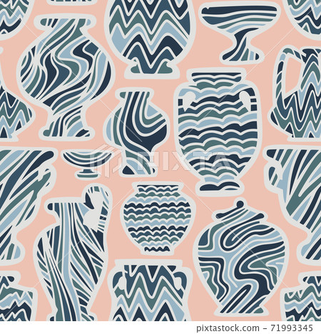 antique vases repeat pattern. crockery objects. - Stock Illustration ...