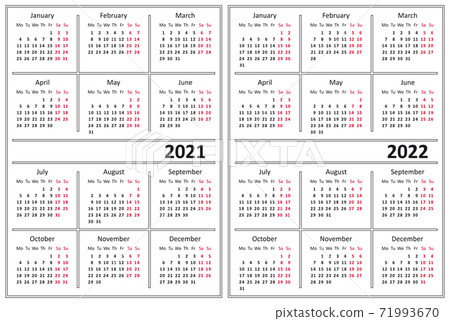 Calendar template 2021, 2022. Week starts on... - Stock Illustration ...