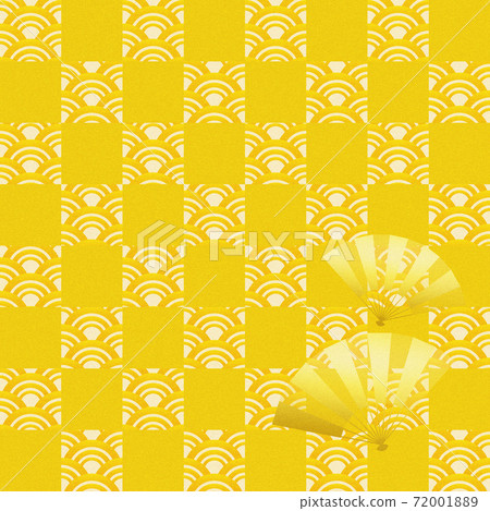 Checkered fan, yellow, rough - Stock Illustration [72001889] - PIXTA
