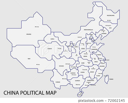China political map divide by state colorful... - Stock Illustration ...