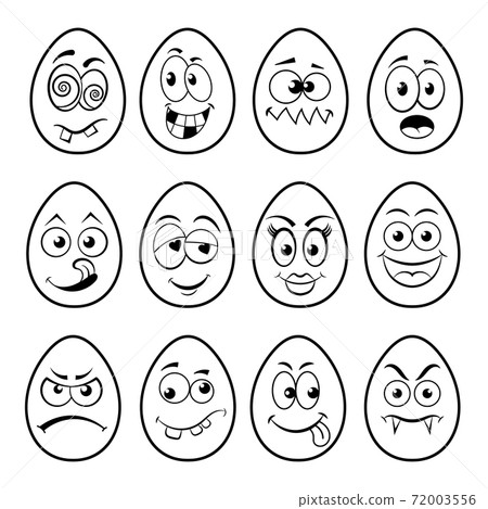Fun Easter Eggs set with emoticon character faces - Stock Illustration ...