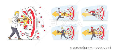 Set of Businessmen Breaking Huge Target.... - Stock Illustration ...