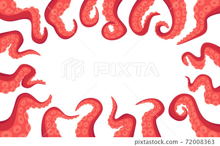 Octopus Tentacle Rectangular Border Isolated on... - Stock Illustration ...