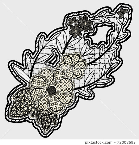 Single lace element. Embroidered lacy flower... - Stock Illustration ...