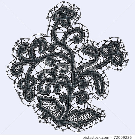 Single lace flower. Black weave on white... - Stock Illustration ...