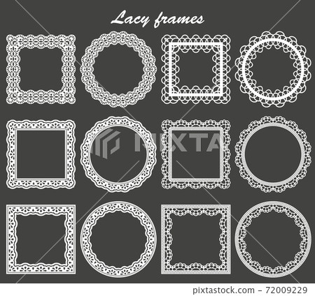 Set of lace frames round and square. - Stock Illustration [72009229 ...
