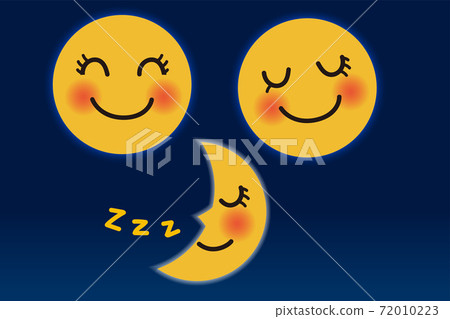 Anthropomorphic moon illustration 3 sets Smiley... - Stock Illustration ...