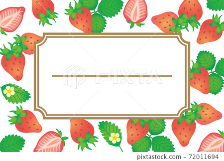 Strawberry label card frame Watercolor style matte - Stock Illustration ...