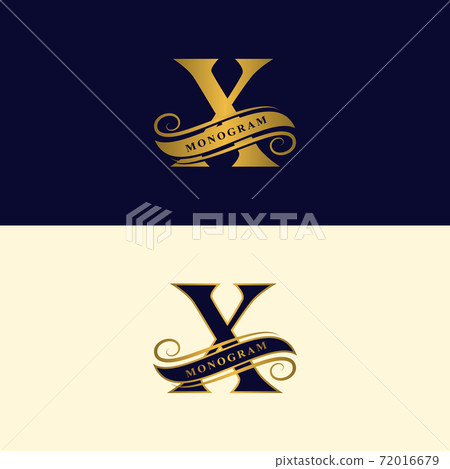Gold letter X. Calligraphic beautiful logo with... - Stock Illustration ...