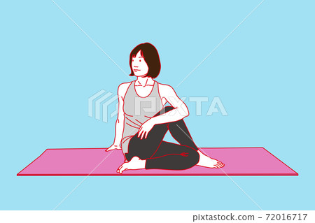 Woman doing yoga Half-fish king pose - Stock Illustration [72016717 ...