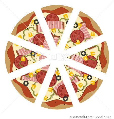 Illustration of pizza cut and divided - Stock Illustration [72016872 ...