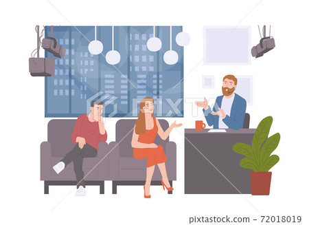 Flat vector illustration of talk show or... - Stock Illustration ...