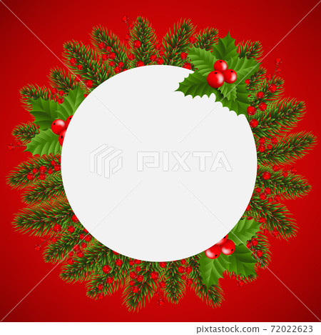 Christmas Banner With Holly Berry Red background - Stock Illustration ...