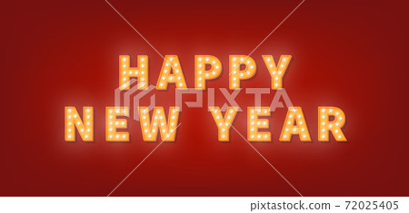 Happy New Year. 3d gold marquee light bulb text... - Stock Illustration ...