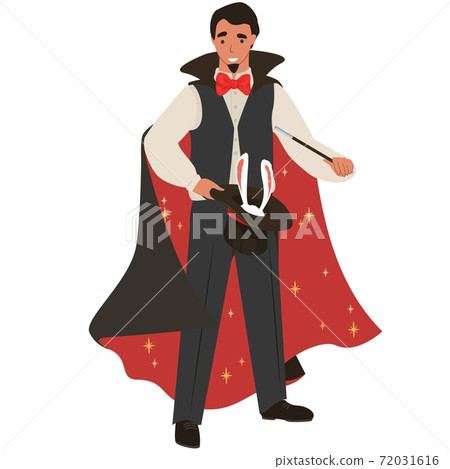 Magician performing magic show with rabbit in a... - Stock Illustration ...