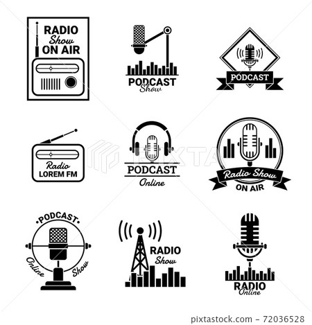 Radio Station Label Badge Sign Set Concept. Vector - Stock Illustration ...