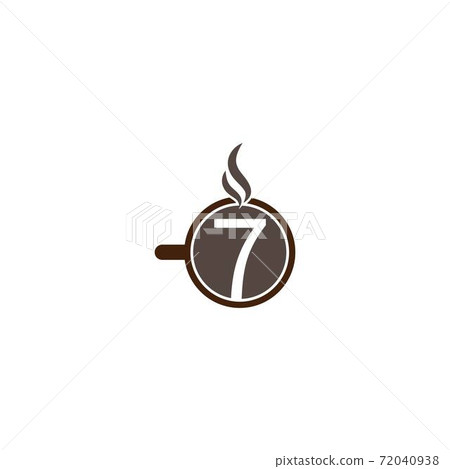 Coffee cup icon design number 7 logo concept - Stock Illustration ...
