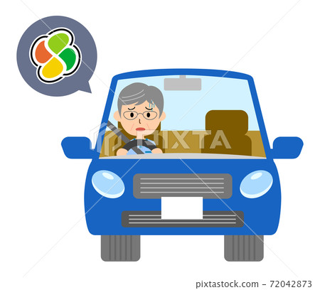 Vector illustration of a man driving a blue car... - Stock Illustration ...