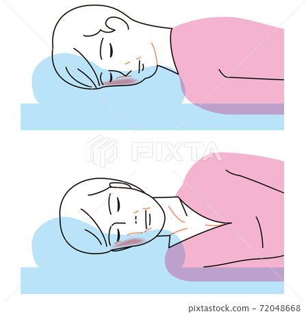 Sleeping sideways, lying down and straining the... - Stock Illustration ...