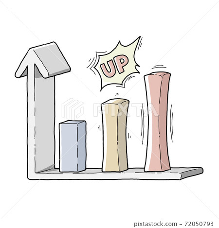 Hand-drawn cute 3D bar graph UP / increase /... - Stock Illustration ...