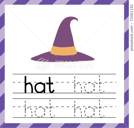 Tracing worksheet with the word - Hat. Phonic... - Stock Illustration ...