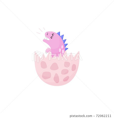 Cute baby dinosaur crying in the egg shell.... - Stock Illustration ...