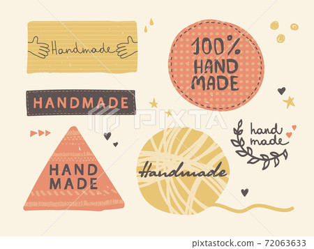 Handmade lettering label tag set. Vector hand... - Stock Illustration ...