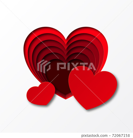 Paper cut red heart shape 3D design. Template... - Stock Illustration ...