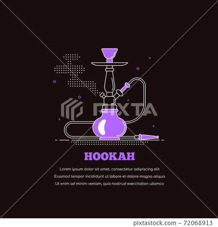 Smoking shisha concept banner on dark background - Stock Illustration ...