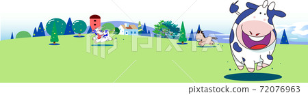 Scenery of a ranch where cows laugh - Stock Illustration [72076963] - PIXTA