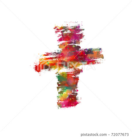 Multi-colored cross. Cross made of rainbow... - Stock Illustration ...