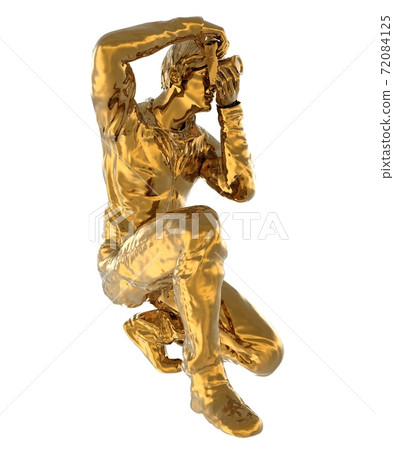 Photographer statue of gold isolated on white... - Stock Illustration ...