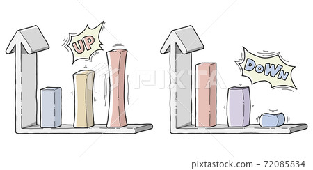Cute hand-drawn 3D bar graph UP / increase /... - Stock Illustration ...