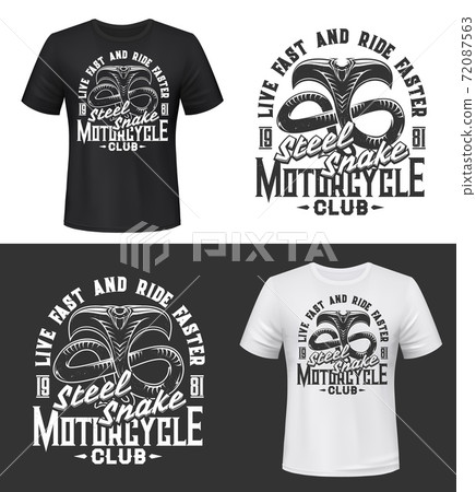 Tshirt print with cobra, motorcycle club mascot - Stock Illustration ...