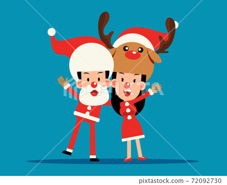 Christmas costume. Santa claus and reindeer arm... - Stock Illustration ...